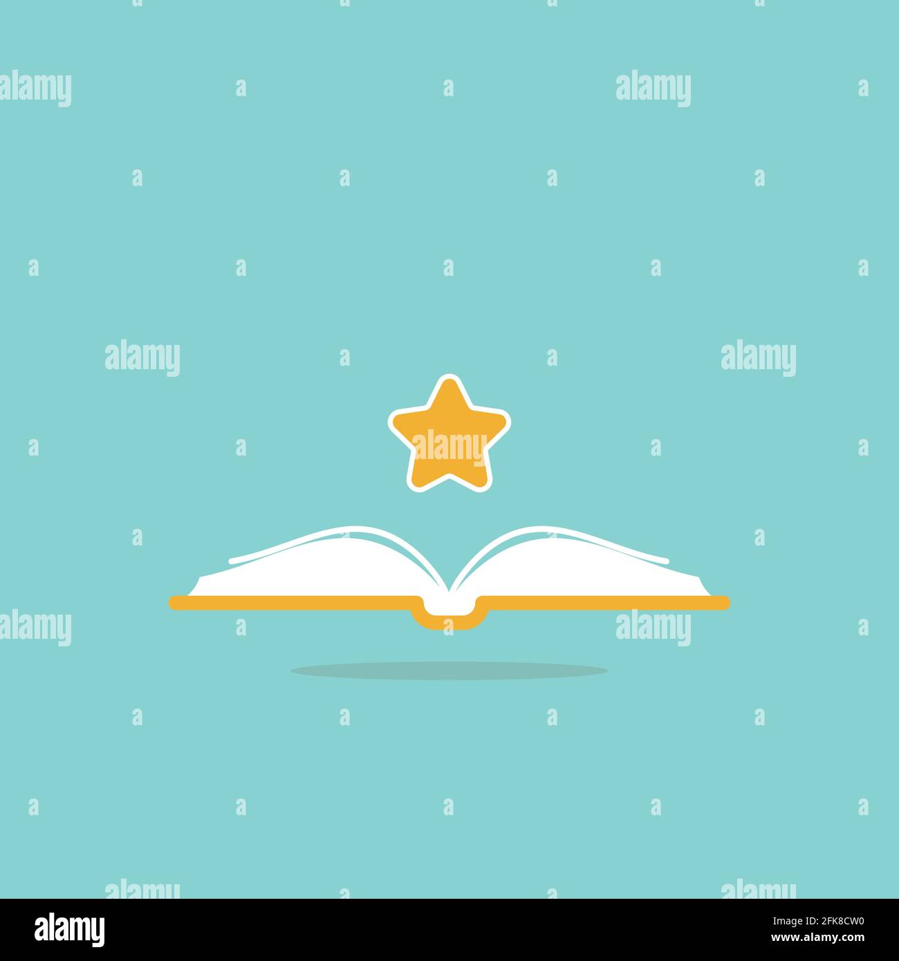 Open book with red book cover and white star flying out. Isolated on ...