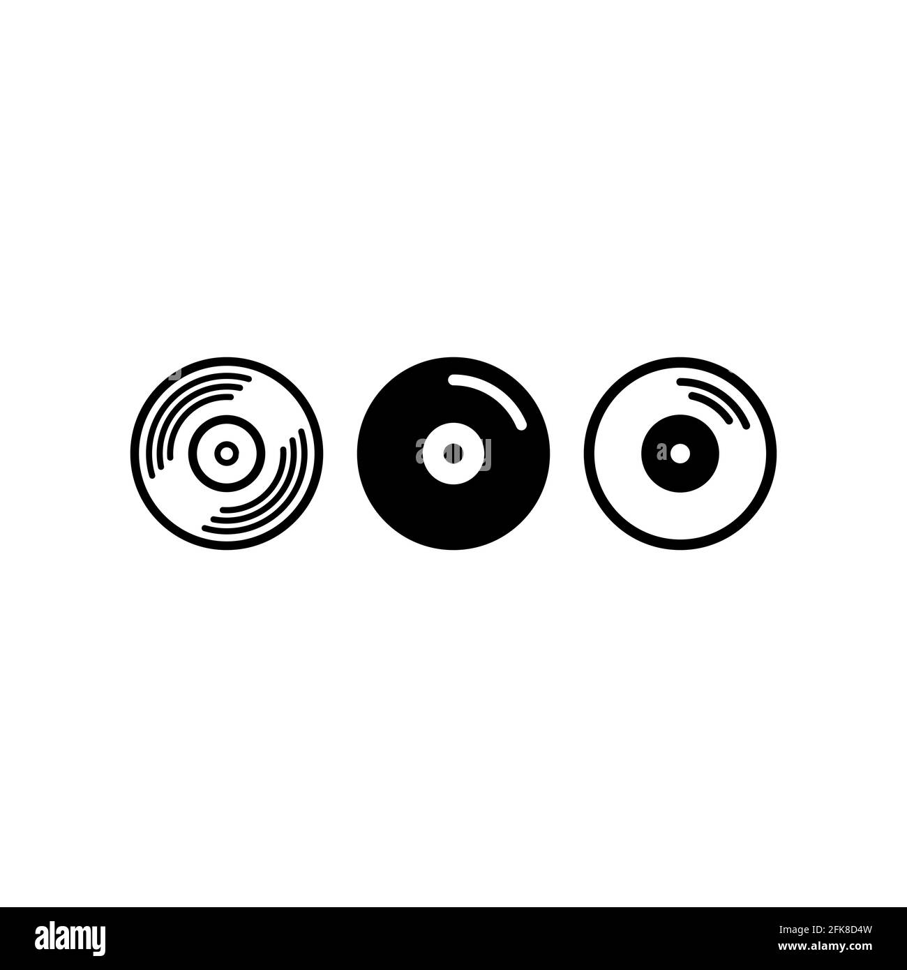 Black vinyl disc icons set. Turntable sign Isolated on white background ...