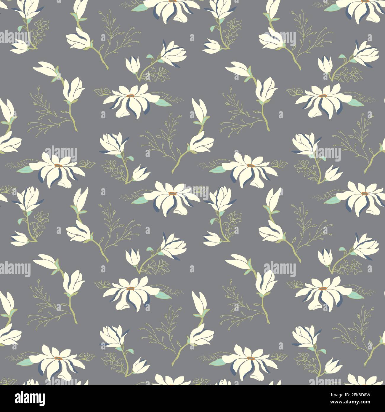 Seamless magnolia pattern hi-res stock photography and images - Alamy