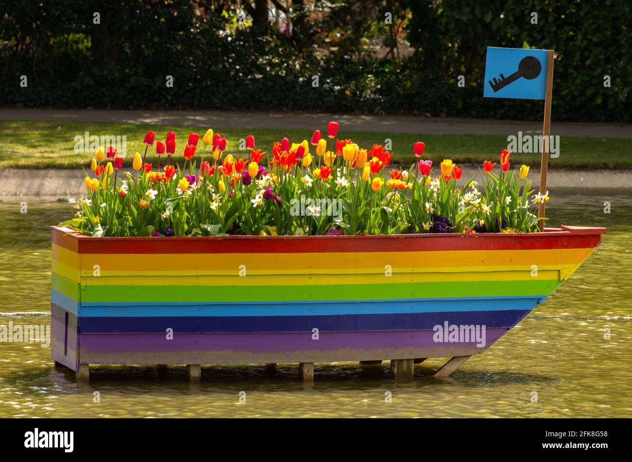 Rainbow boat planter hi-res stock photography and images - Alamy