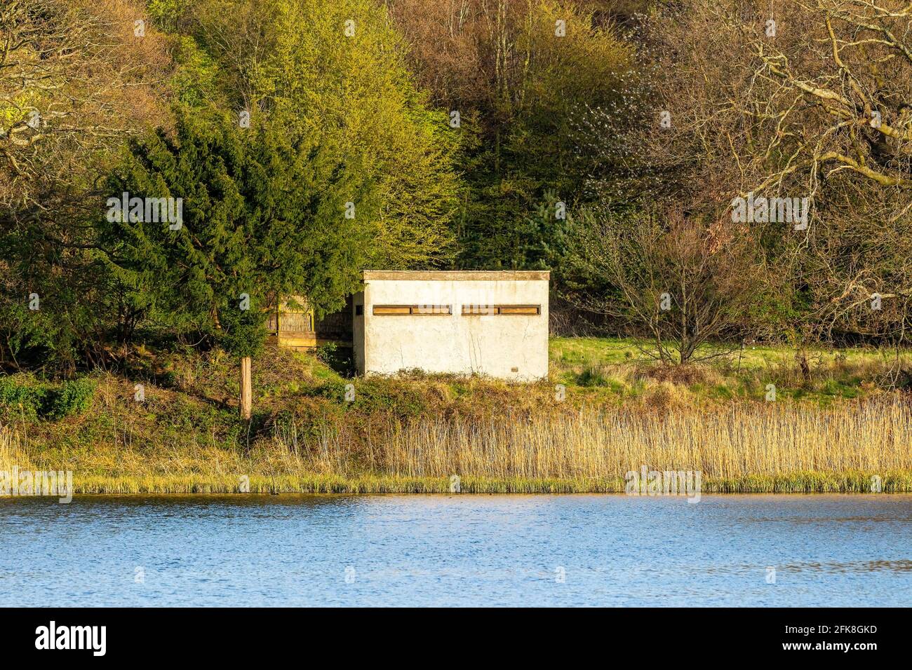 A hide at Duddingston Loch for watching wildlife, Edinburgh, Scotland ...