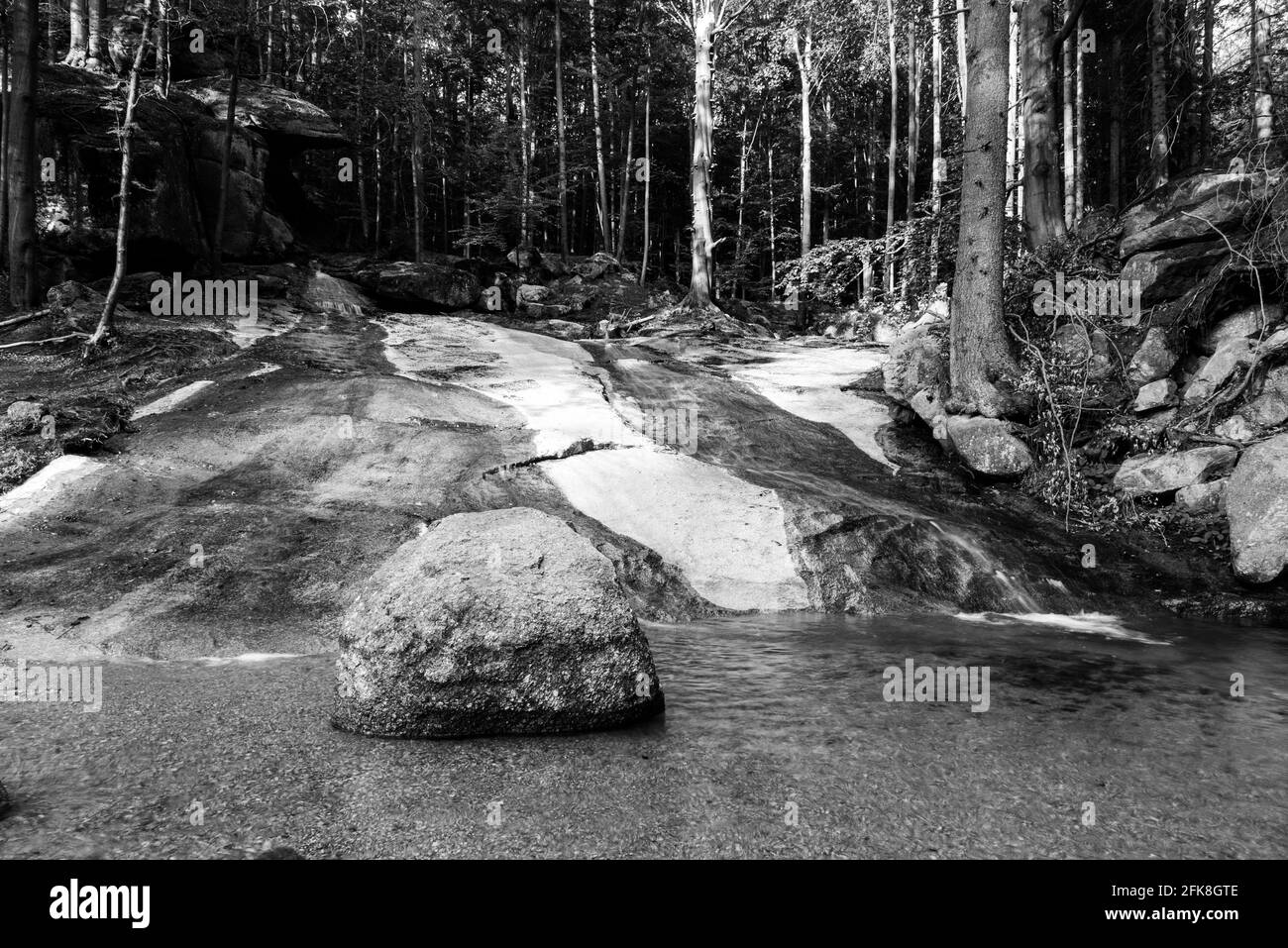 Natural granite slide waterfall in Jizera Mountains Stock Photo - Alamy