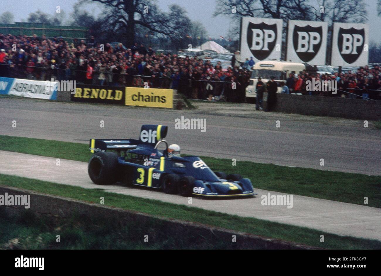 Jody Scheckter in the revolutionary Tyrrell P34 six-wheeled F1 car ...