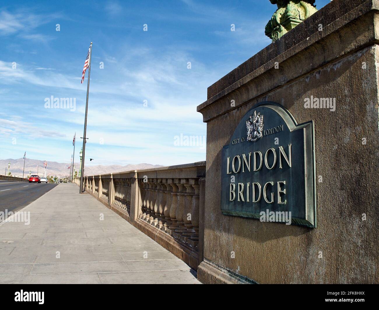 London Bridge sign in Lake Havasu City, Arizona. It formerly spanned ...