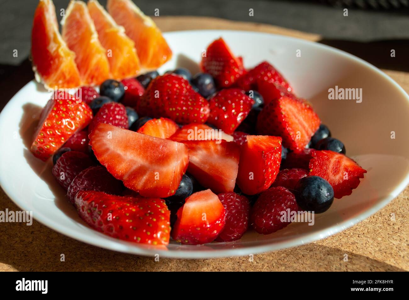 Strawberries raspberries blackberries blueberries berries mixed snack ...