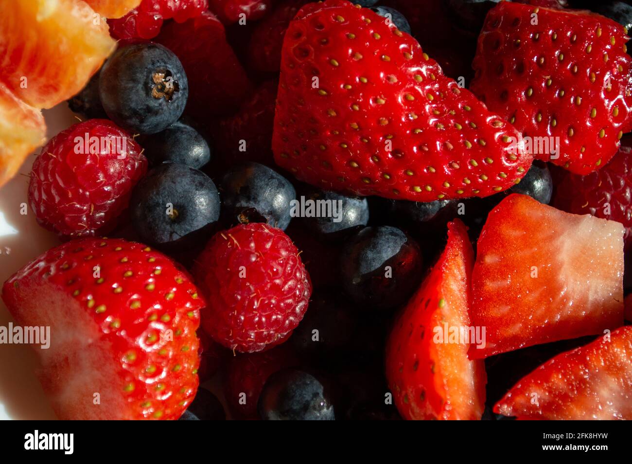 Mix of fresh red fruits, full of healthy vitamins and nutrients Stock ...