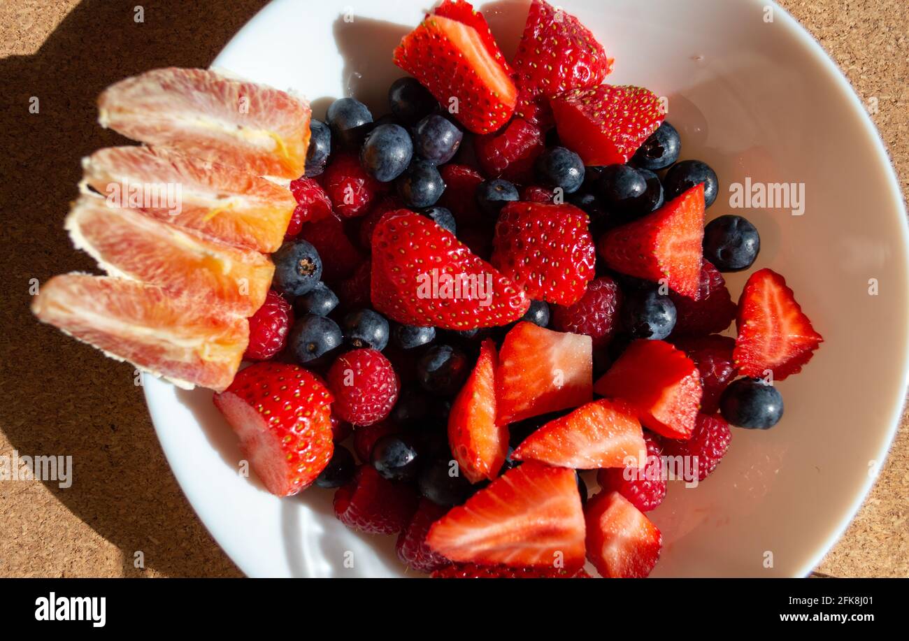 Strawberries raspberries blackberries blueberries berries mixed snack ...