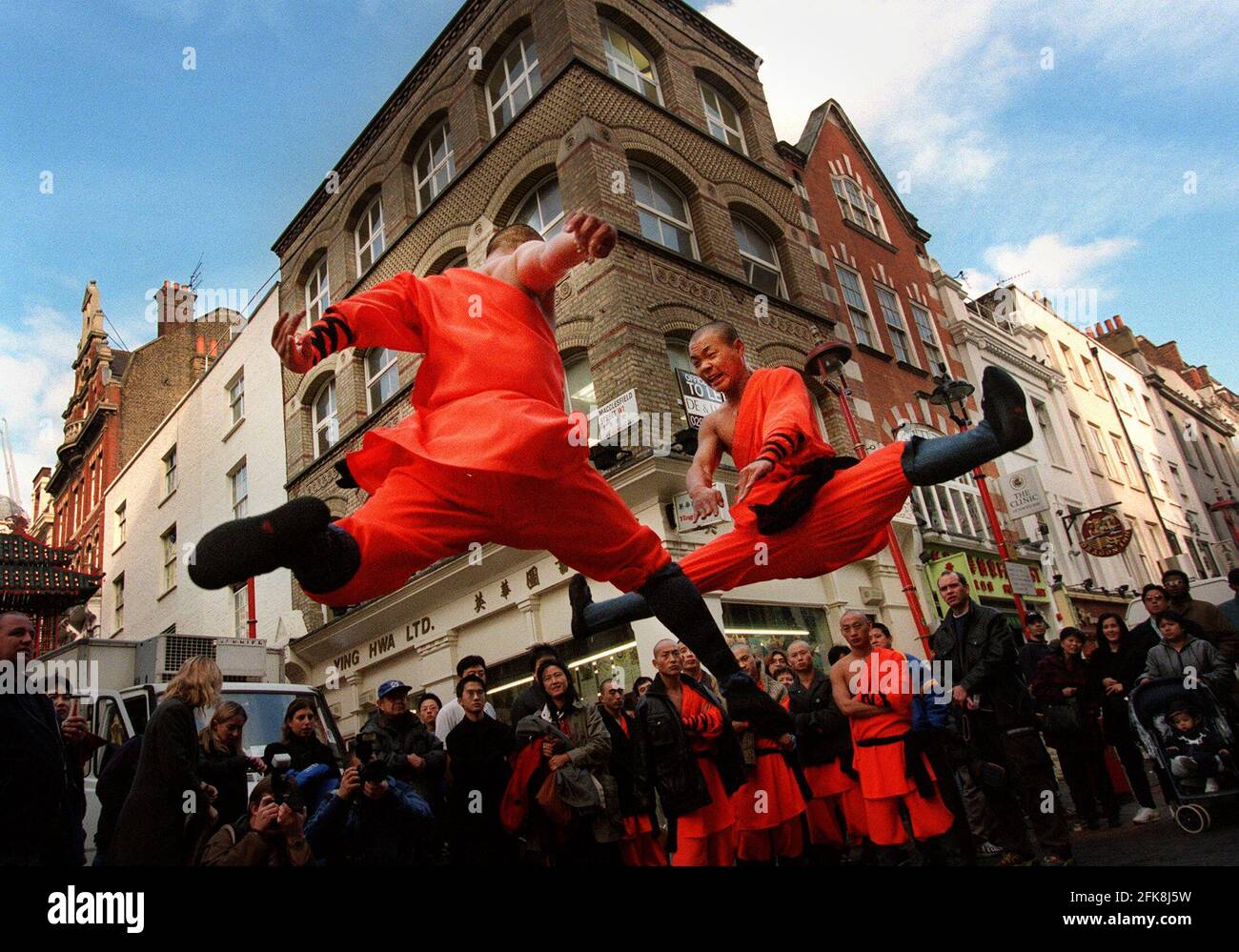 SHAOLIN MONKS IN GERRARD ST IN CHINA TOWN. THEY ARE CURRENTLY IN LONDON ...