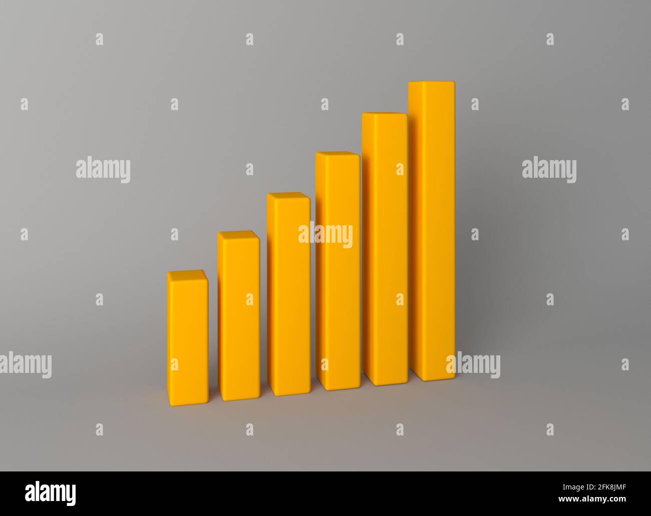 Growing chart in yellow. Business graph on a gray background. The way ...
