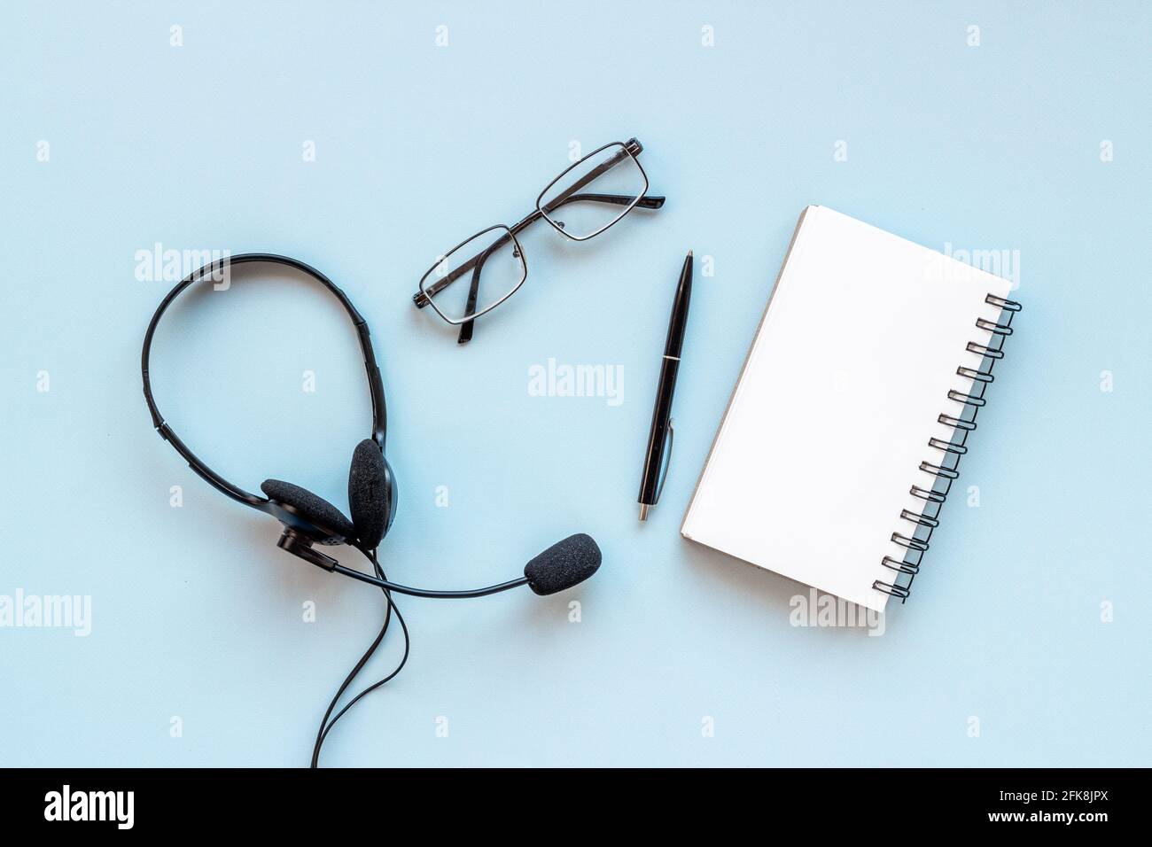 Hotline or call center support. Headset equipment Stock Photo - Alamy