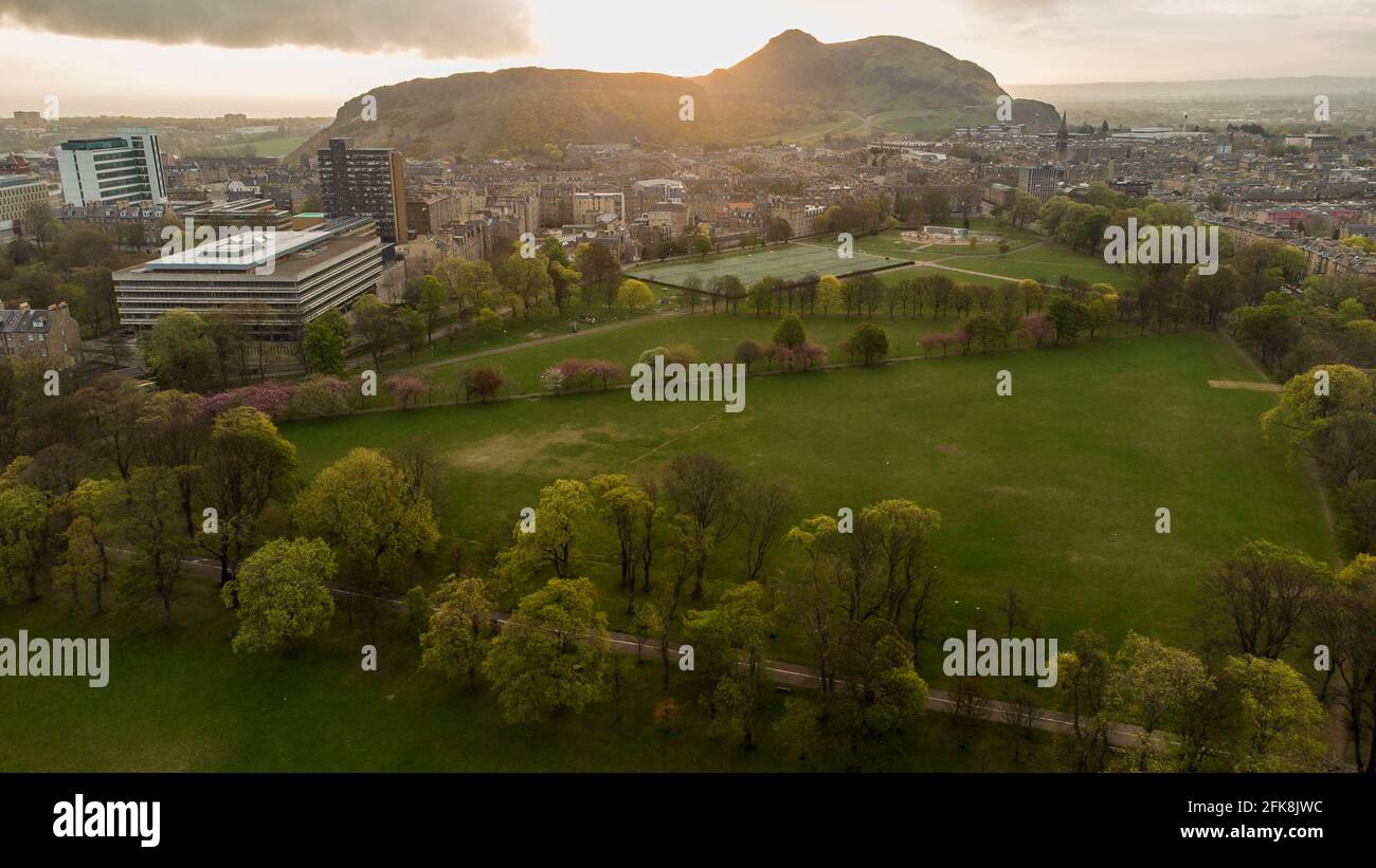 Aerial pictures Edinburgh's Meadows of which its cherry blossoms are in ...