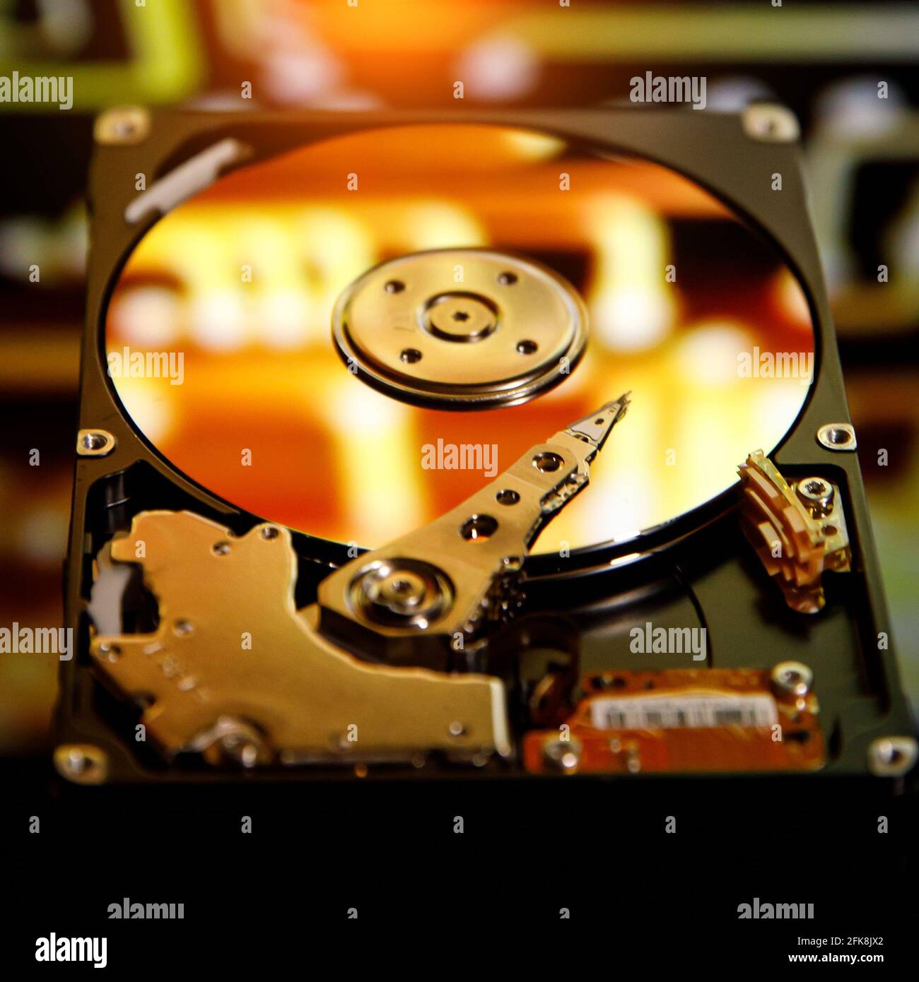 The abstract image of inside of hard disk drive. The concept of data ...