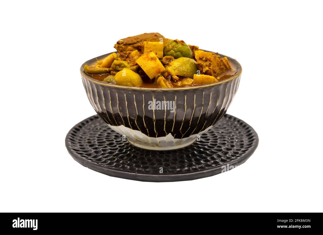 Thai fish organs sour soup with bamboo shoots and vegetables (Kang Tai ...
