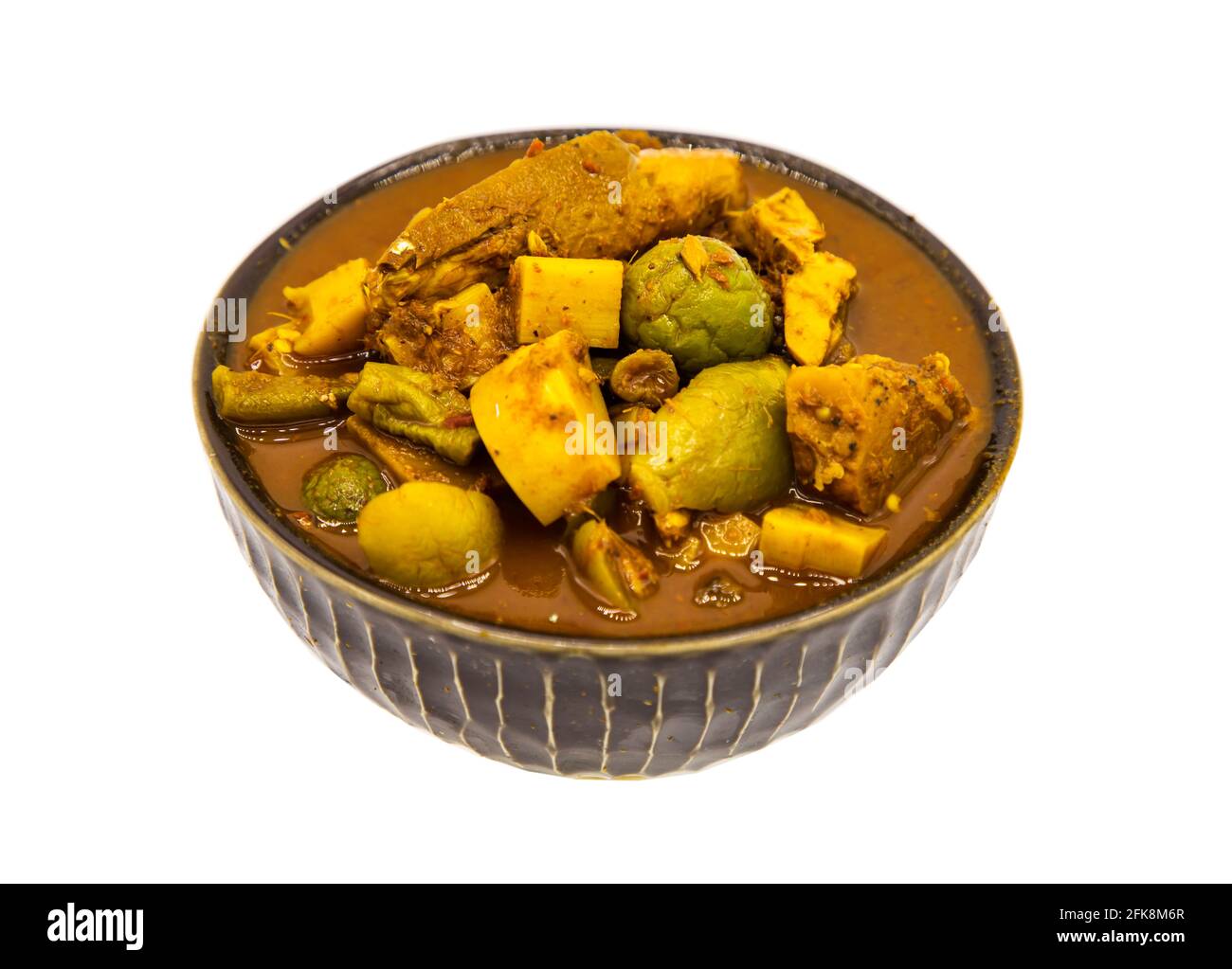 Thai fish organs sour soup with bamboo shoots and vegetables (Kang Tai ...