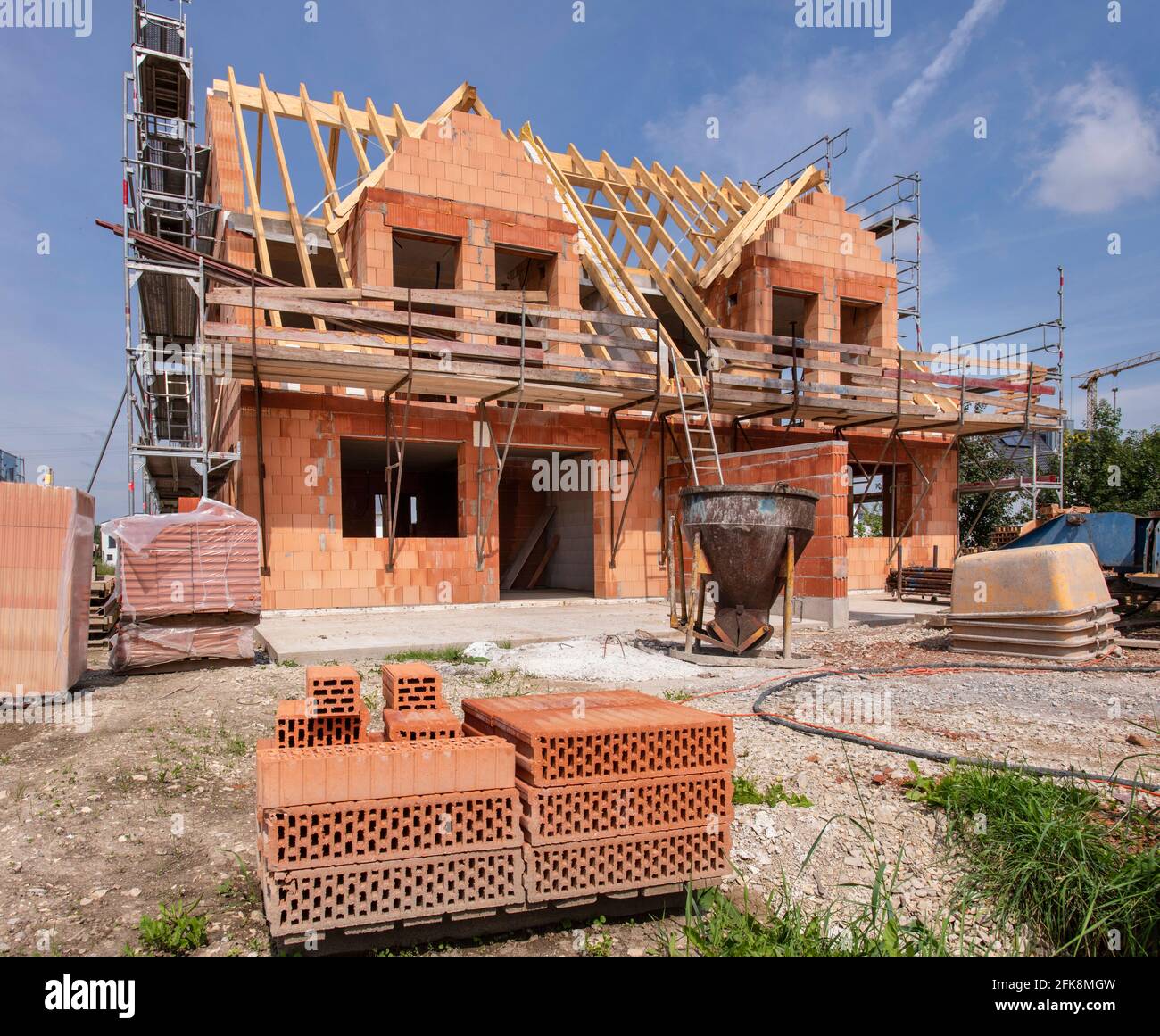 new built house in construction Stock Photo - Alamy