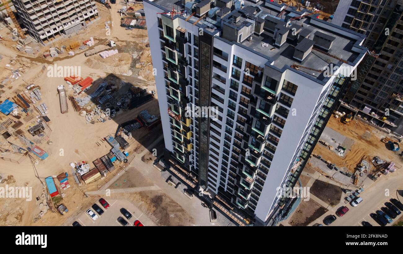 Modern urban development. Construction site with multi-storey buildings ...