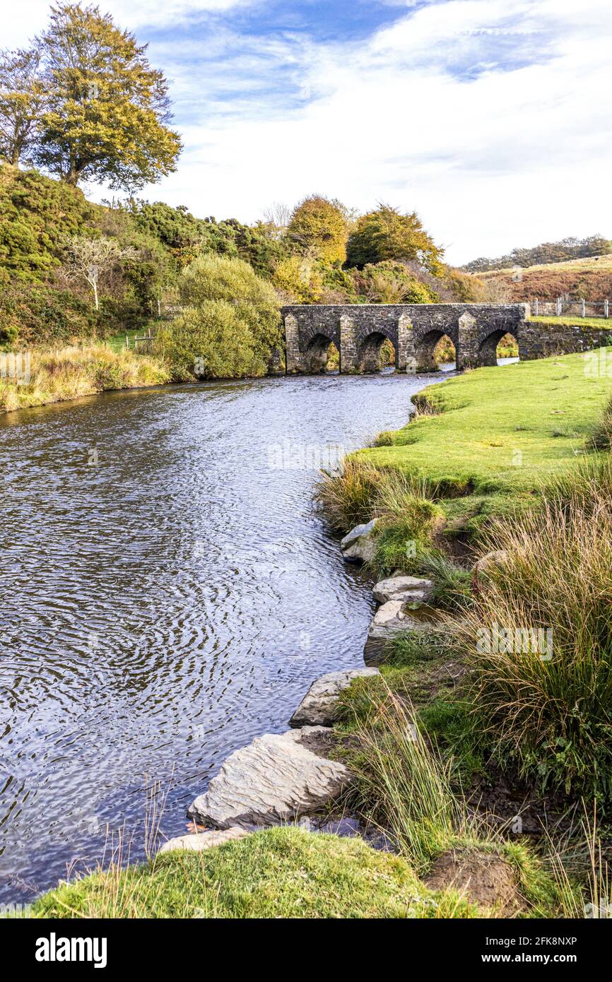 The River Barle passing under Landacre Bridge on Exmoor National Park ...