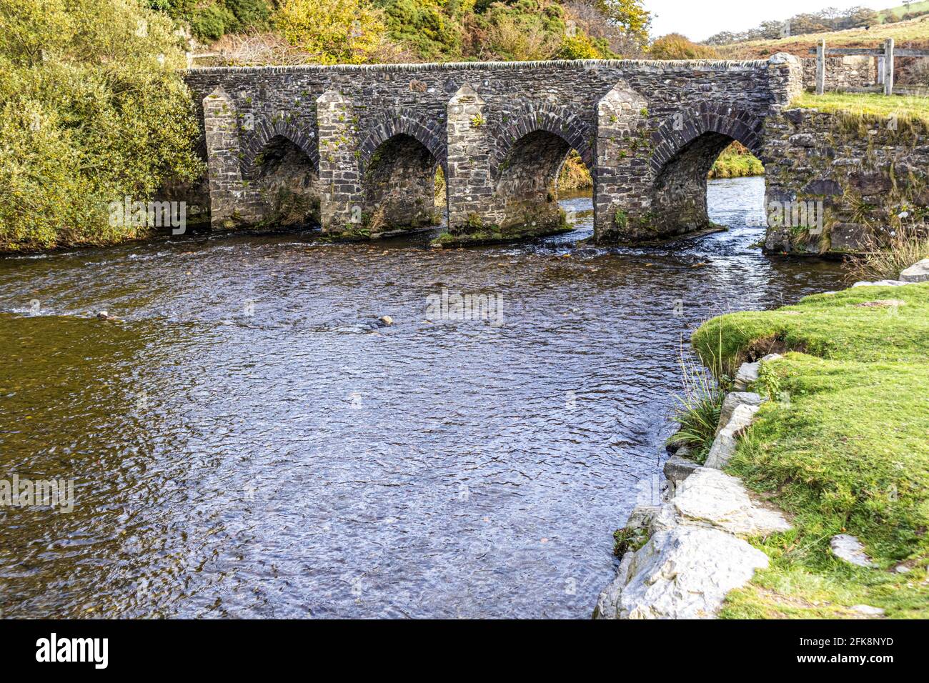 The River Barle passing under Landacre Bridge on Exmoor National Park ...