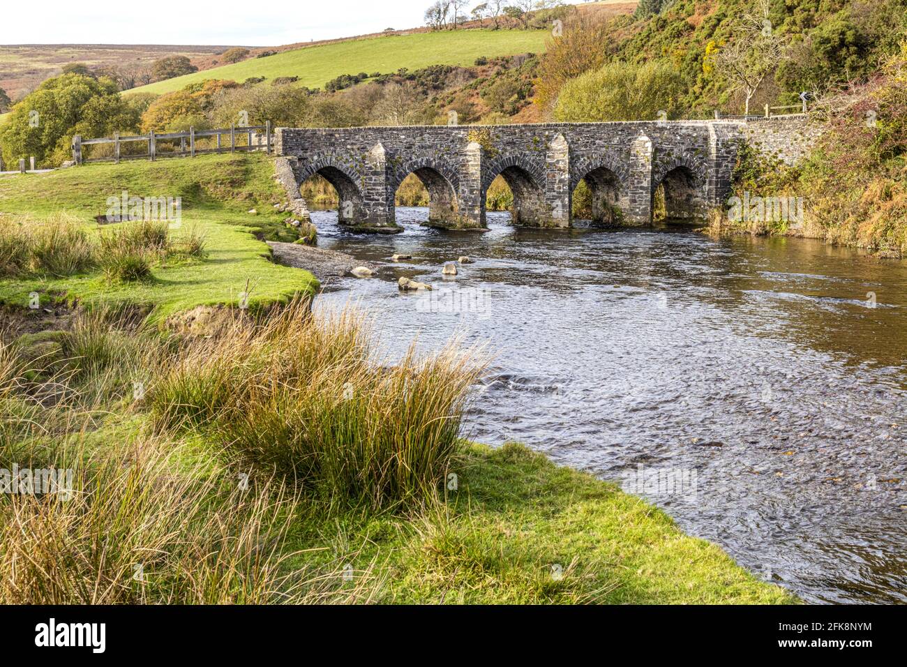 The River Barle passing under Landacre Bridge on Exmoor National Park ...