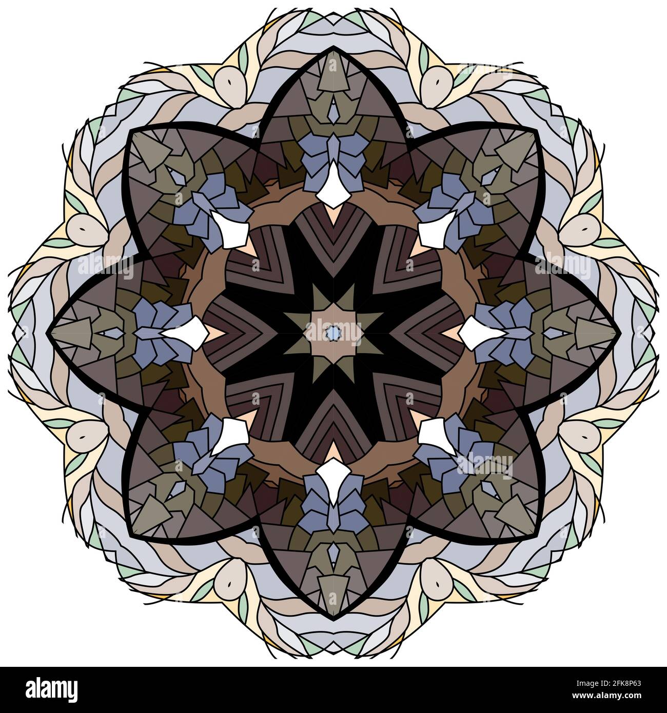 Decorative round ornaments. Unusual flower shape. Oriental vector, Anti ...