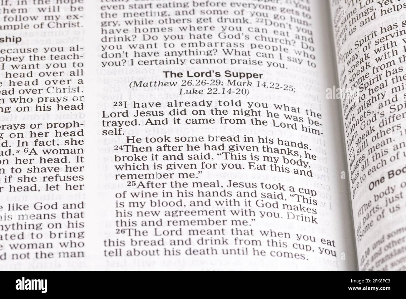 Bible text The last supper of the Lord 1 corinthians 11:23 Stock Photo ...