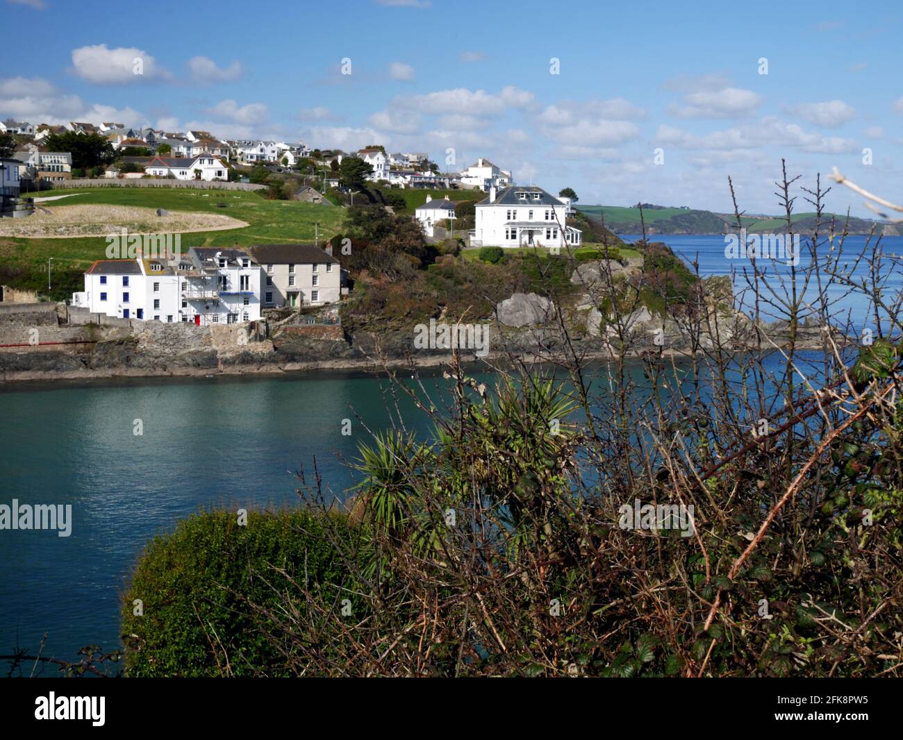 Portmellon, Cornwall, seen from the coast path to Chapel Point Stock ...