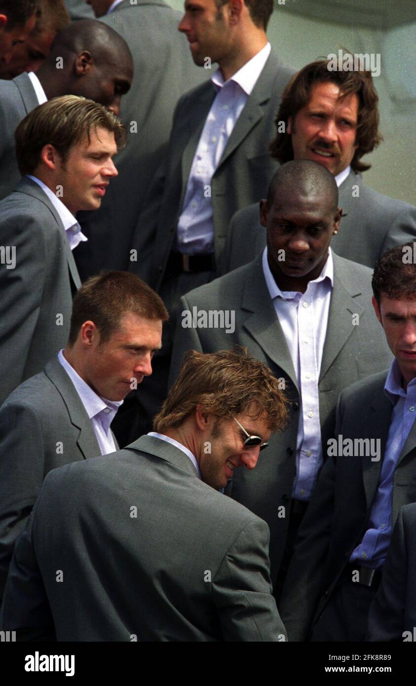Members of the England football team June 2000as they leave Heathrow ...