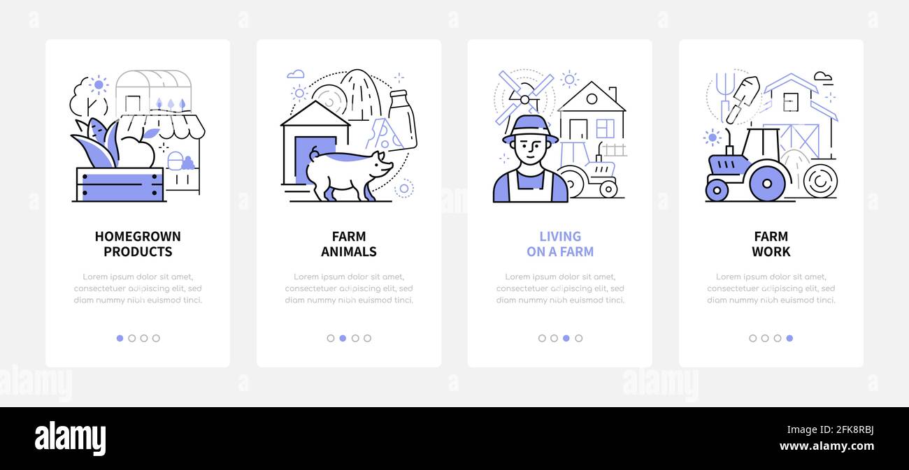 Farming - modern line design style web banners with copy space for text ...