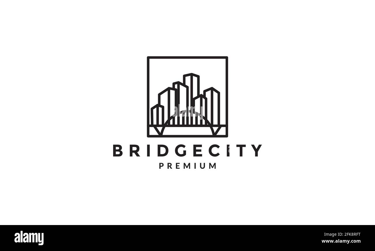 lines bridge with city building apartment logo vector symbol icon ...