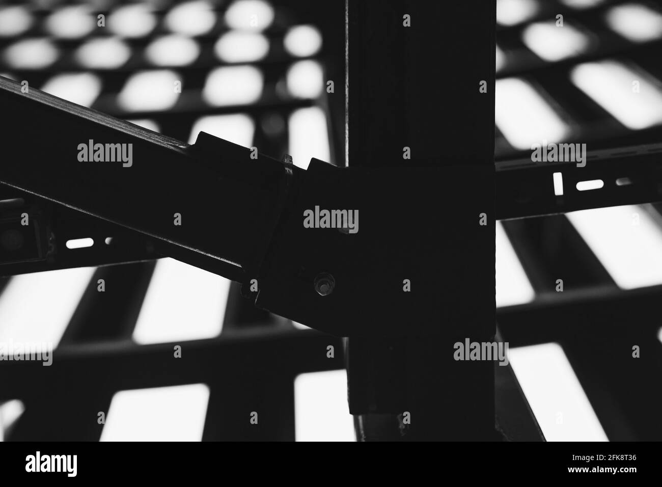 metal structure interior in black and white. futuristic architecture ...