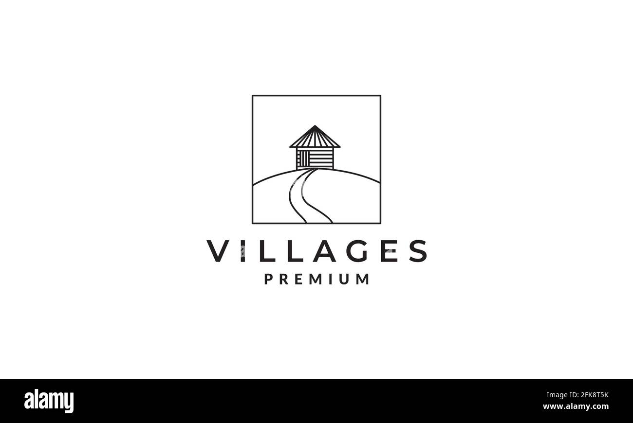 simple home village agriculture lines logo vector symbol icon design ...