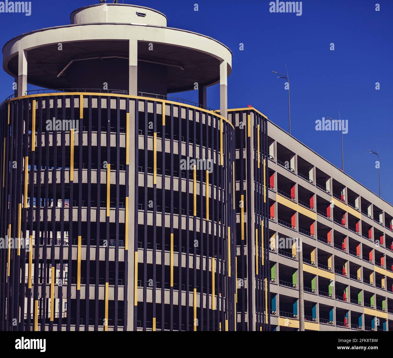 modern colorful Parking with metal structures in the city Stock Photo ...