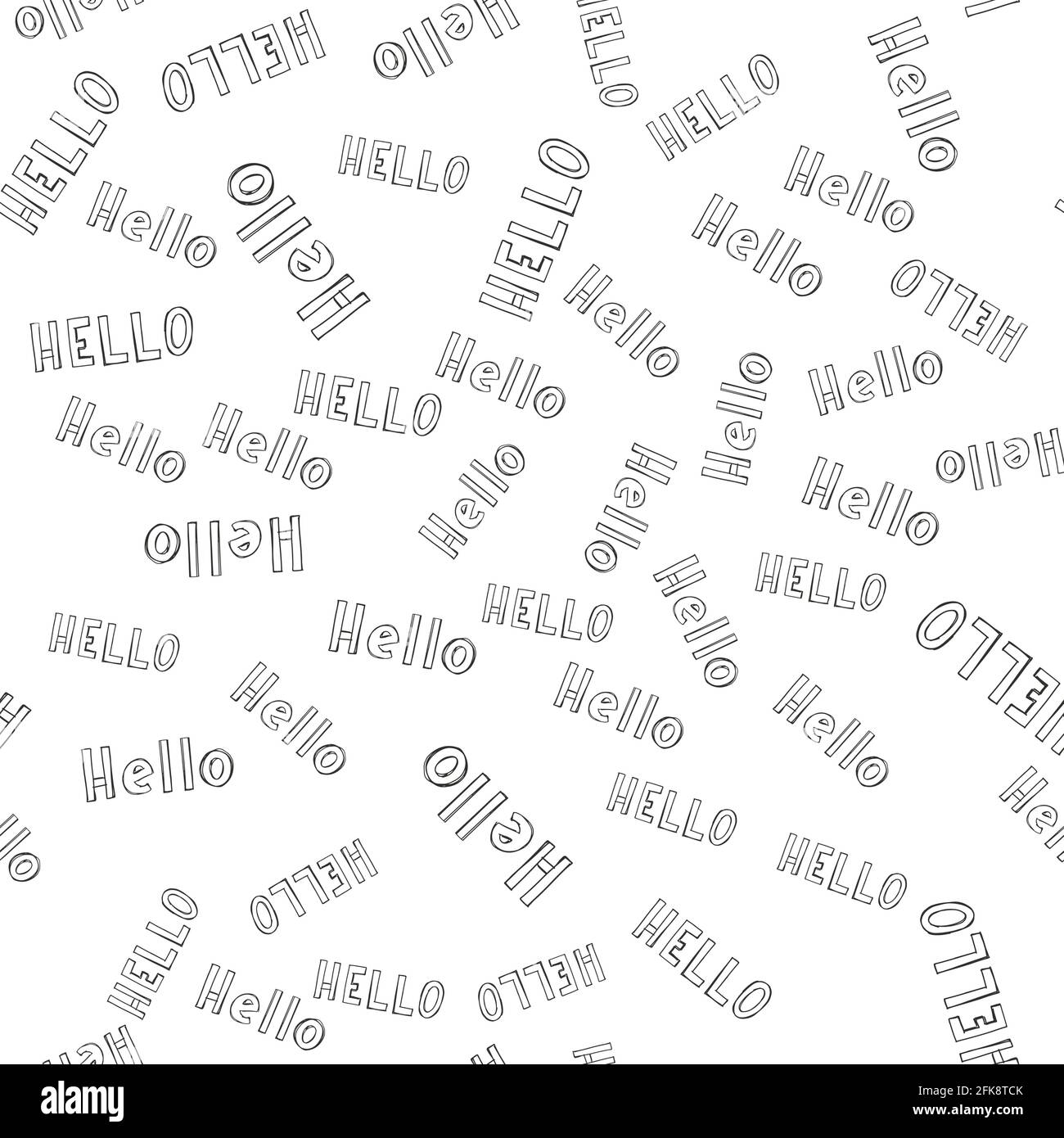 Hello and Hi typography pattern. Seamless texture with different type ...