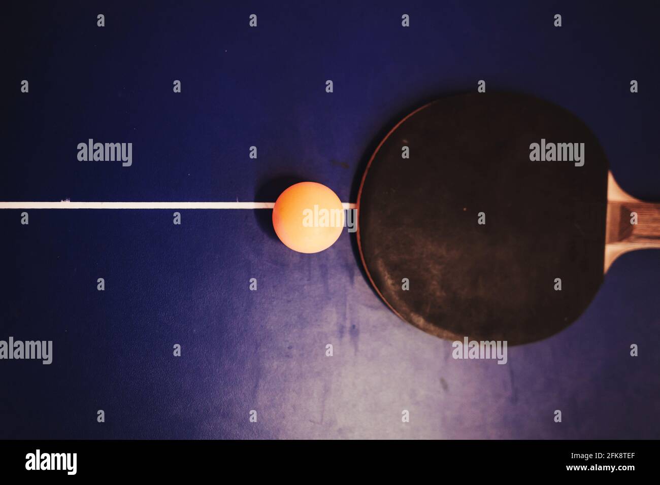 Table tennis or ping pong racket and bals on table Stock Photo - Alamy