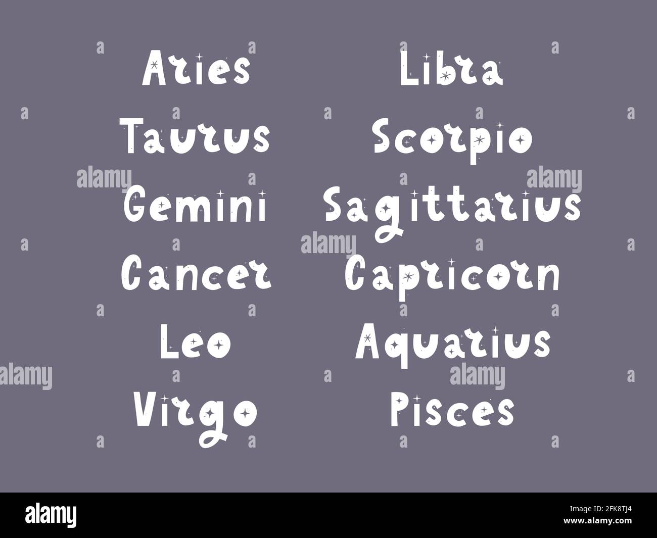 Zodiac lettering Vector Sign. Cartoon astrology text illustration ...