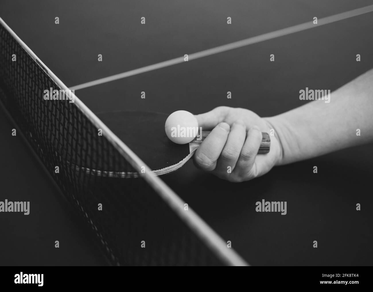 Tennis racket ball hit close up Black and White Stock Photos & Images ...