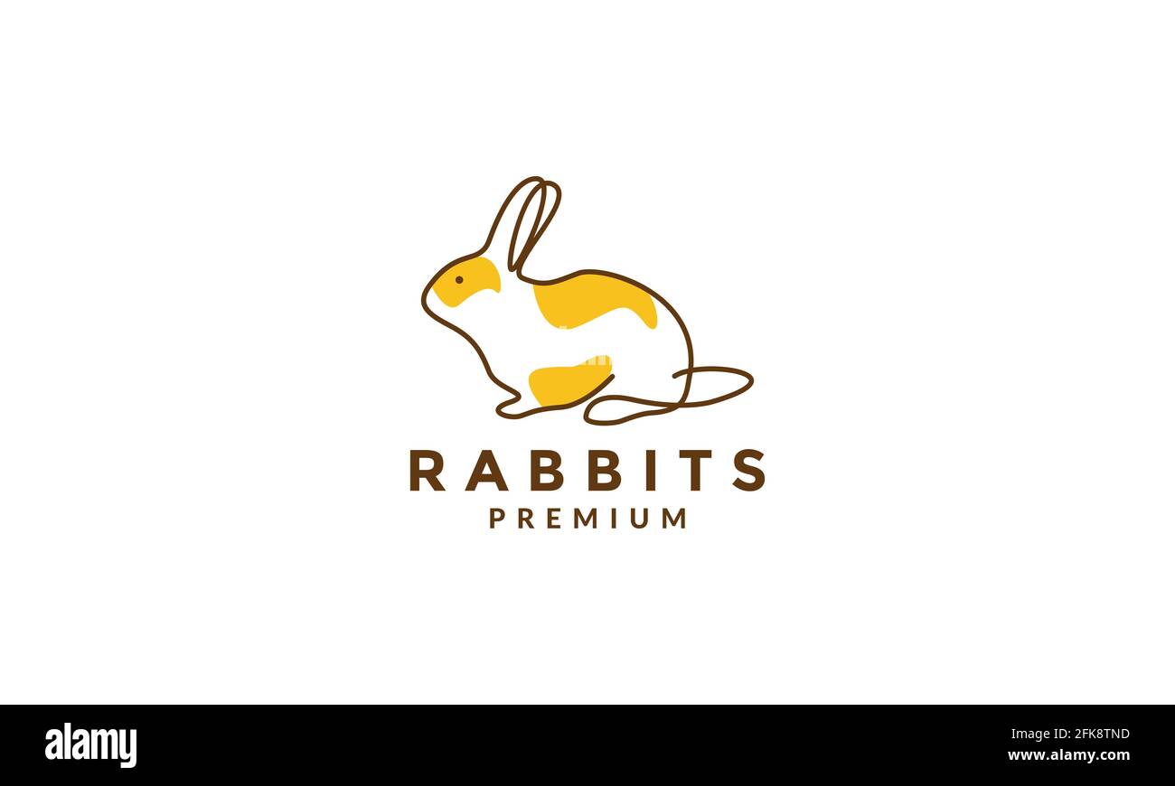 line art abstract colorful rabbits cute logo symbol icon vector graphic ...