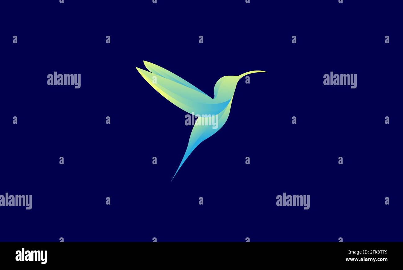 abstract colorful blue hummingbird fly logo symbol icon vector graphic ...