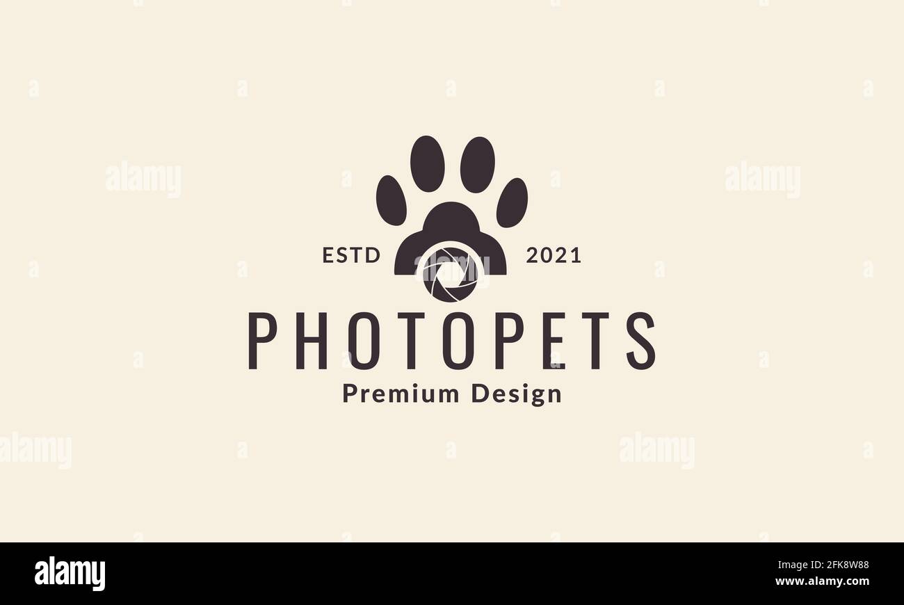 Dog Paw Camera Logo Template Vector Design Symbol Stock Vector Image ...