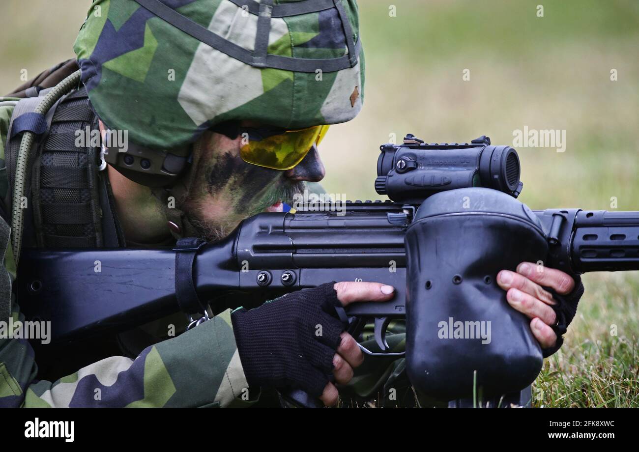 Combat soldiers at Malmen Airbase. Malmen airbase is a military airbase ...
