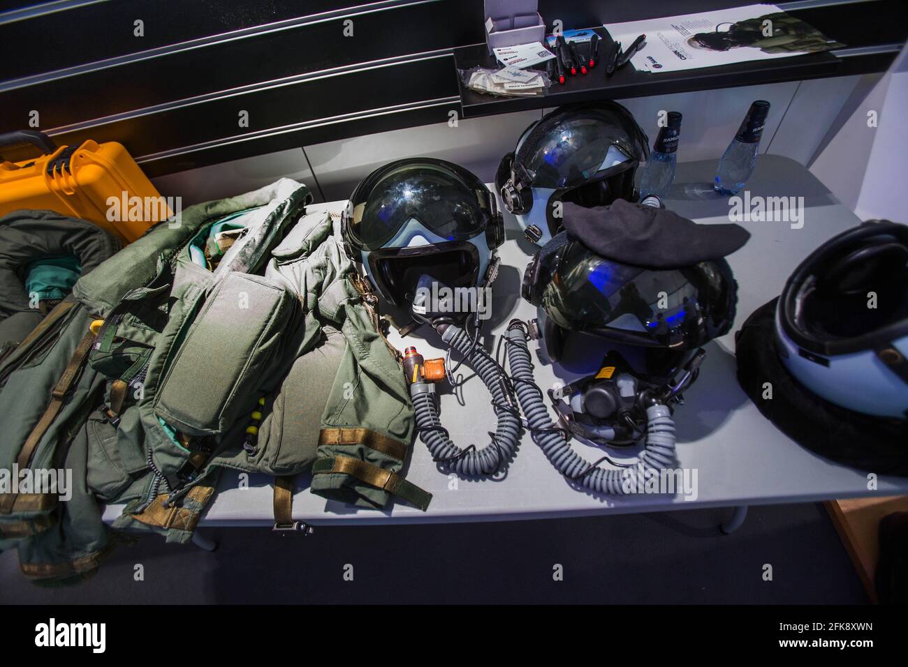 Combat equipment for a fighter pilot, including a helmet, in Saab's ...