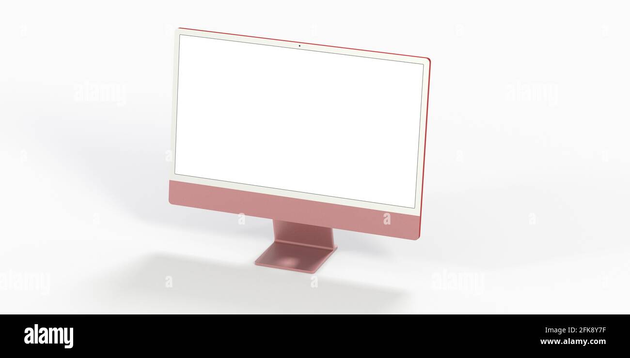 3D rendering of a computer display with blank white screen Stock Photo ...
