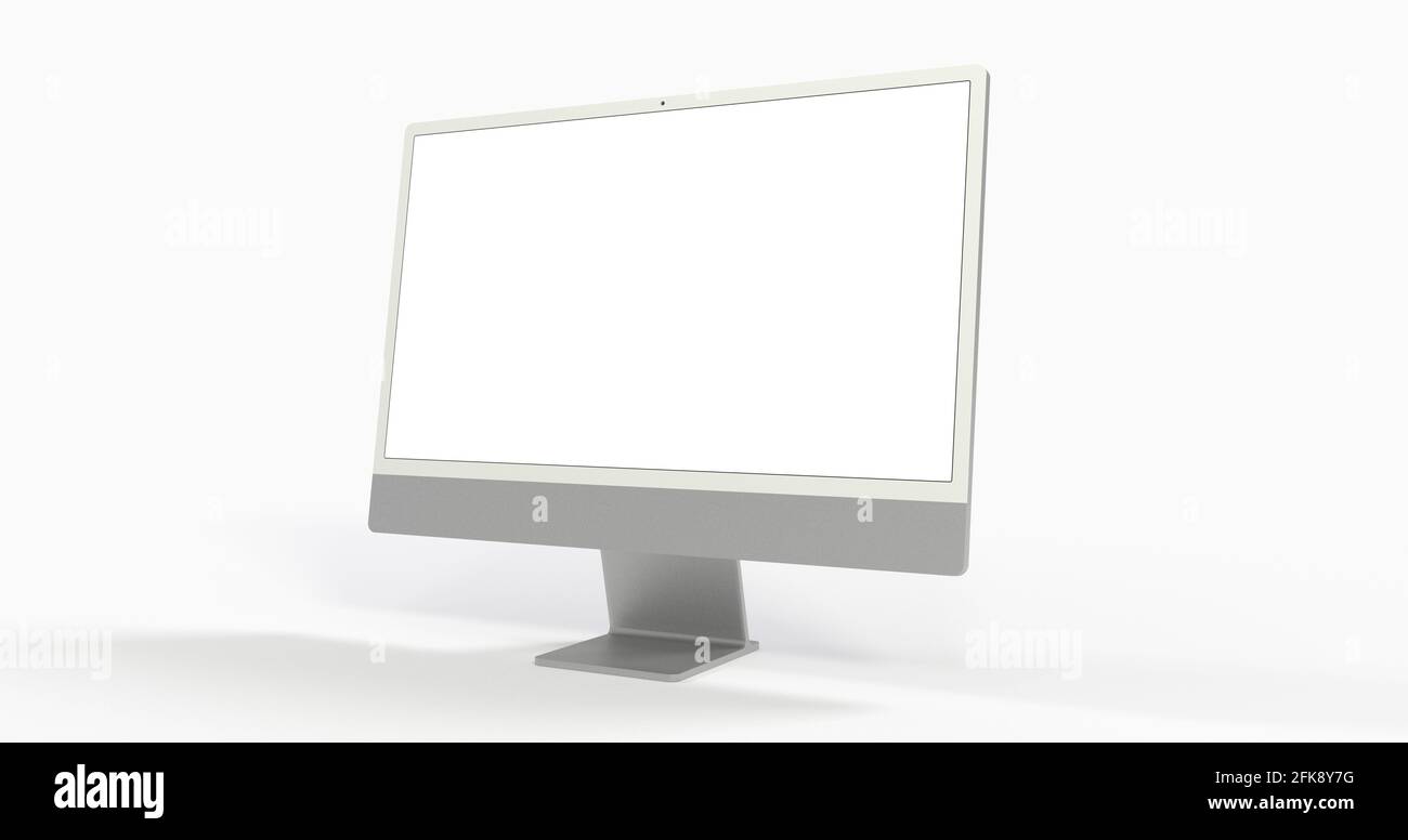 3D rendering of a computer display with blank white screen Stock Photo ...