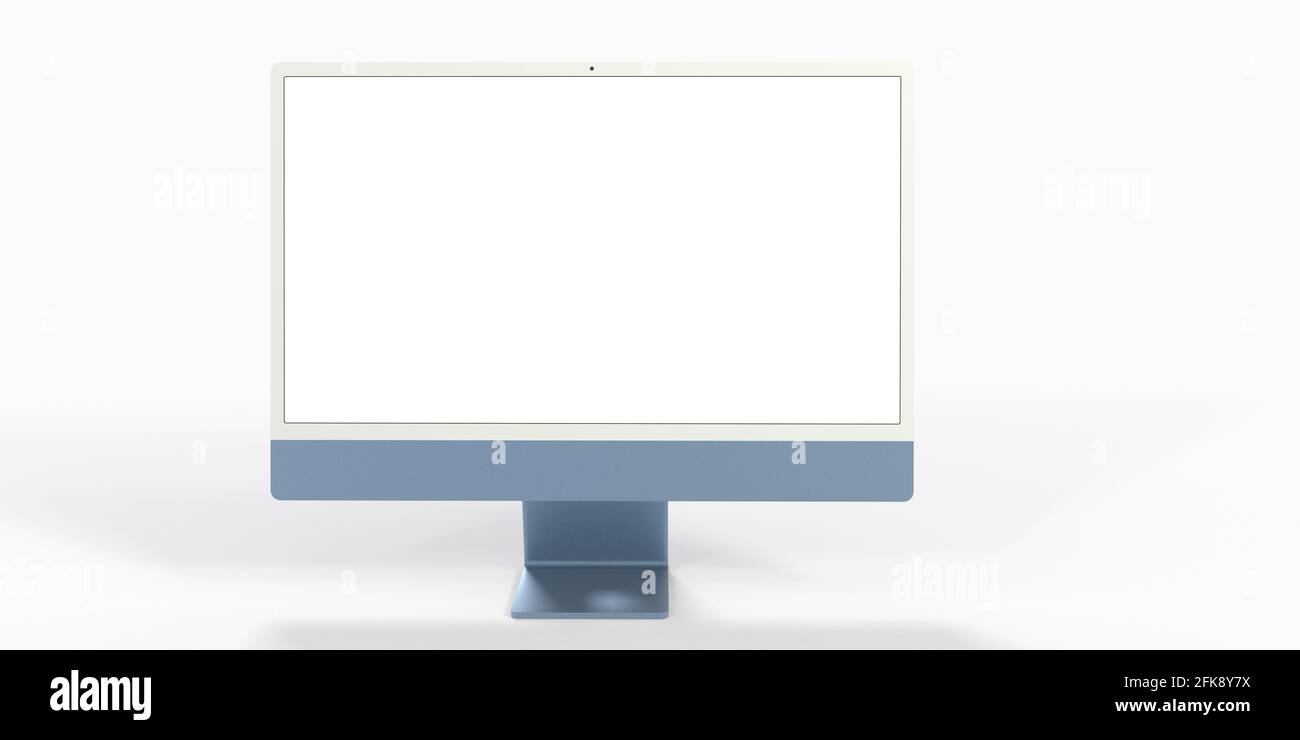 3D rendering of a computer display with blank white screen Stock Photo ...