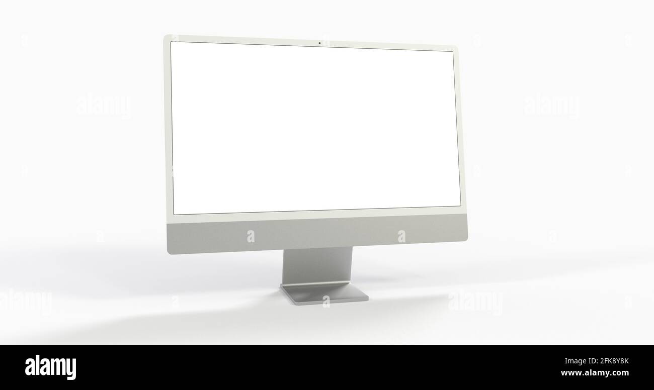 3D rendering of a computer display with blank white screen Stock Photo ...