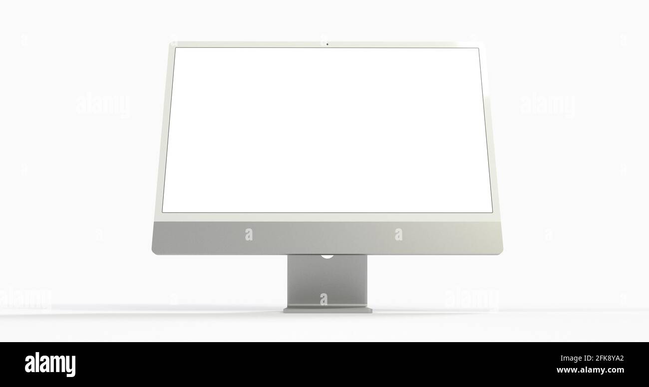 3D rendering of a computer display with blank white screen Stock Photo ...