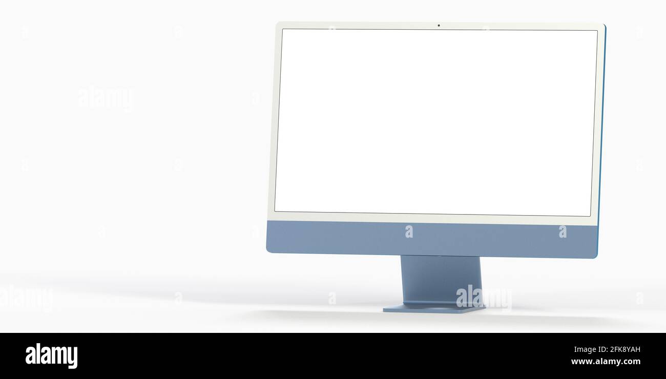 3D rendering of a computer display with blank white screen Stock Photo ...
