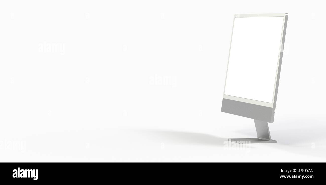3D rendering of a computer display with blank white screen Stock Photo ...