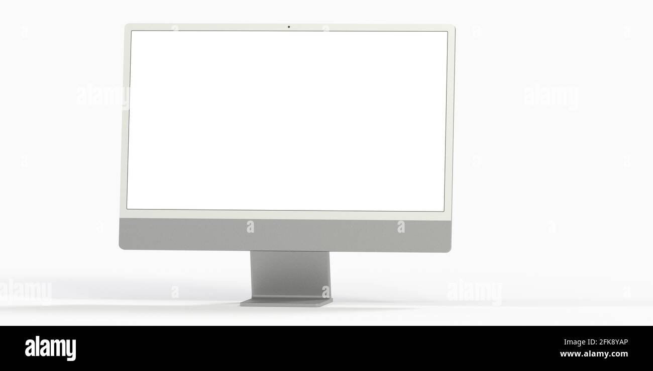 3D rendering of a computer display with blank white screen Stock Photo ...