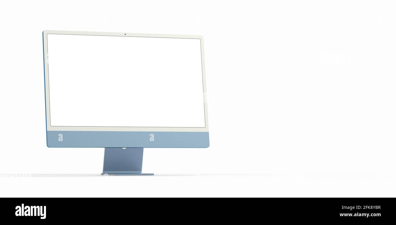 3D rendering of a computer display with blank white screen Stock Photo ...